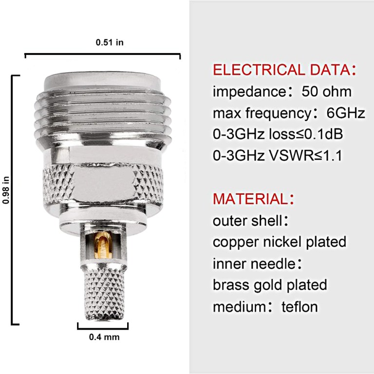 UHF PL259 Male Crimp Connector for LMR400, HLF400, RG8, RG213 Coaxial ...