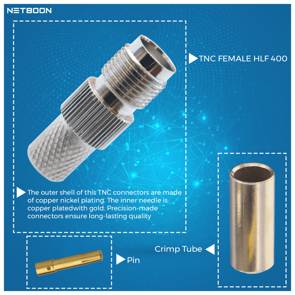 TNC Female Connector for LMR400, HLF400, KMR400, RG8, RG213, RG214 ...