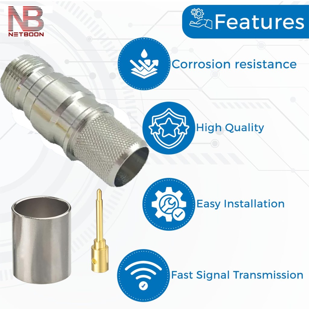 N Female Connector for LMR600 Coaxial Cables – PACK OF 2 - 4G 5G GSM ...
