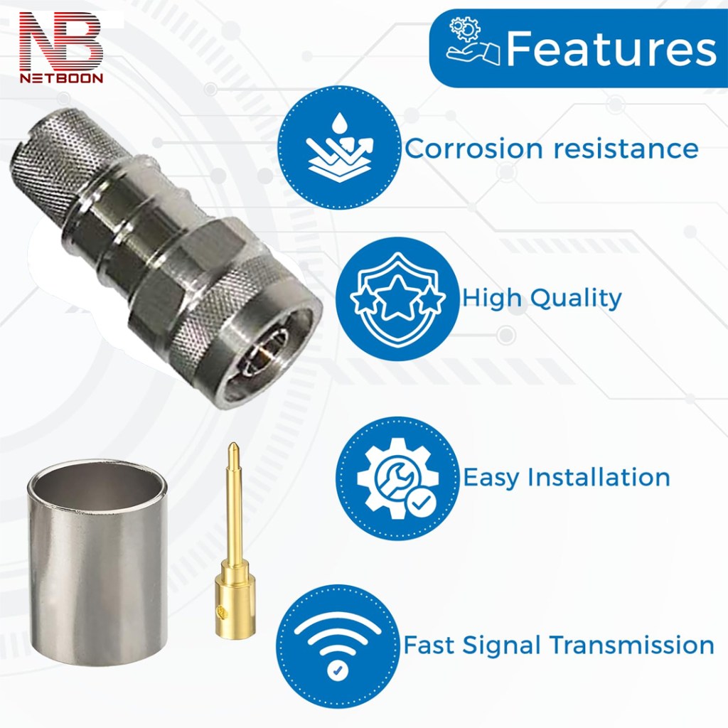 N Male Crimp Connector for LMR600 Feeder Coaxial Cable – PACK OF 2 - 4G ...