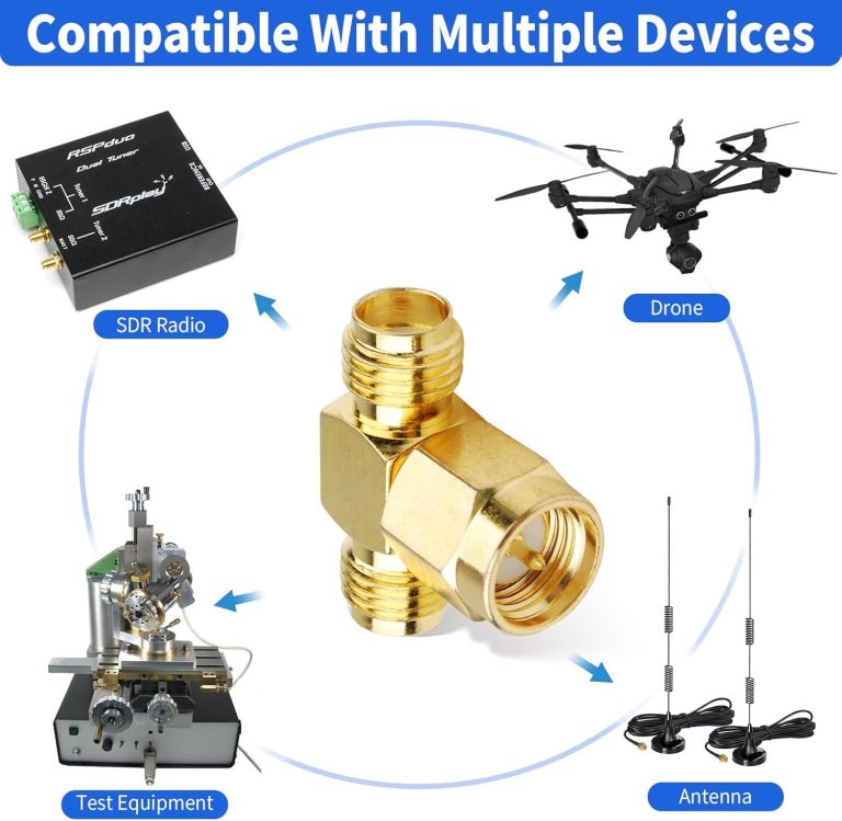 SMA Male to Dual SMA Female RF Adapter | Tee Type Coaxial Connector ...