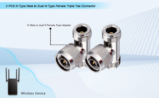 N Male to Dual N Female Adapter | T-Shape N-Type 3-Way RF Coaxial ...