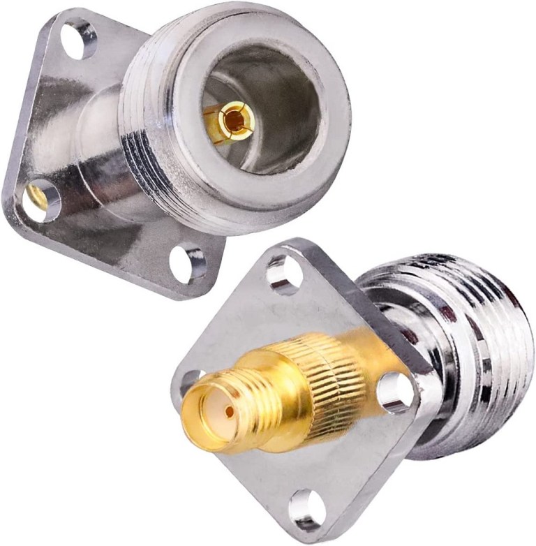 N Female to SMA Female Four-Hole Panel Mount Adapter – Coaxial RF ...