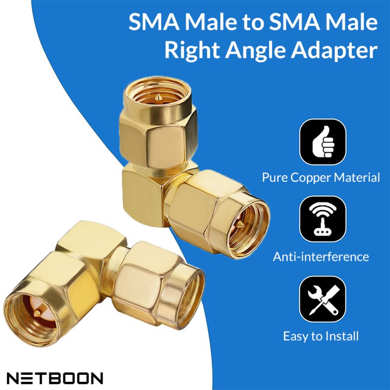 SMA Male to SMA Male Right Angle Coax Adapter | 90° RF Connector for ...