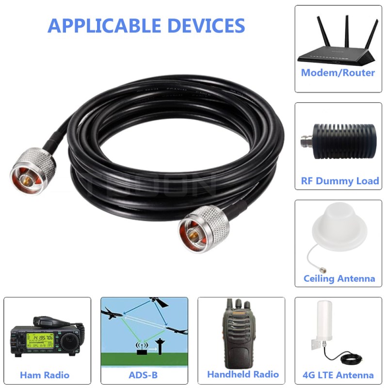 N Male to N Male Plug RF Connector with Flexible RG 58 Coaxial Cable ...