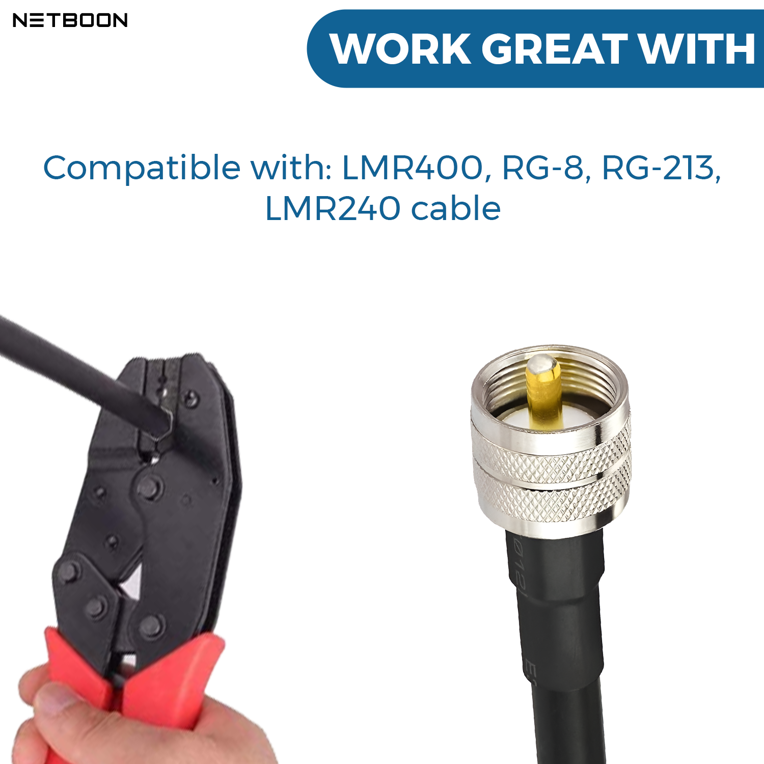 UHF PL259 Male Crimp Connector for LMR400, HLF400, RG8, RG213 Coaxial Cable – PACK OF 2 - 4G 5G ...