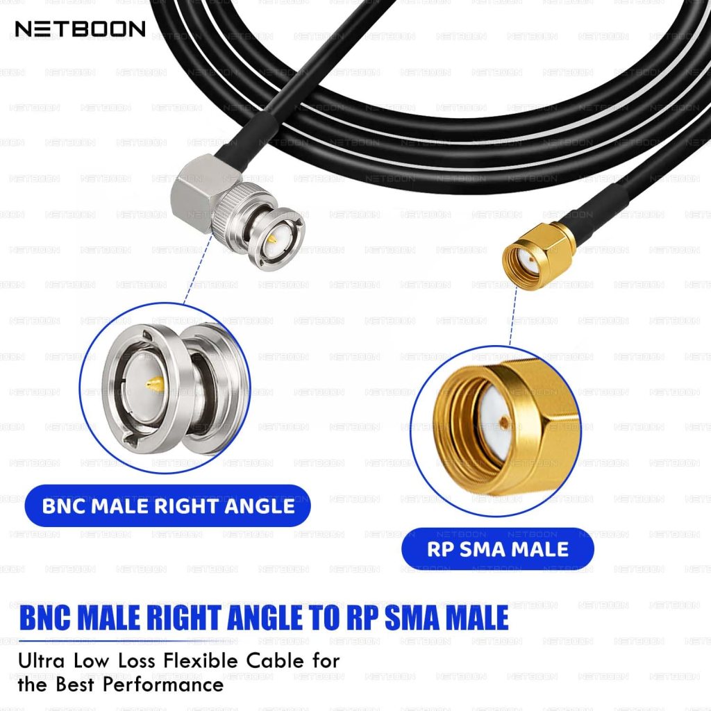 RG174 RF Coaxial Cable with BNC Male Right Angle to N Female Bulkhead ...
