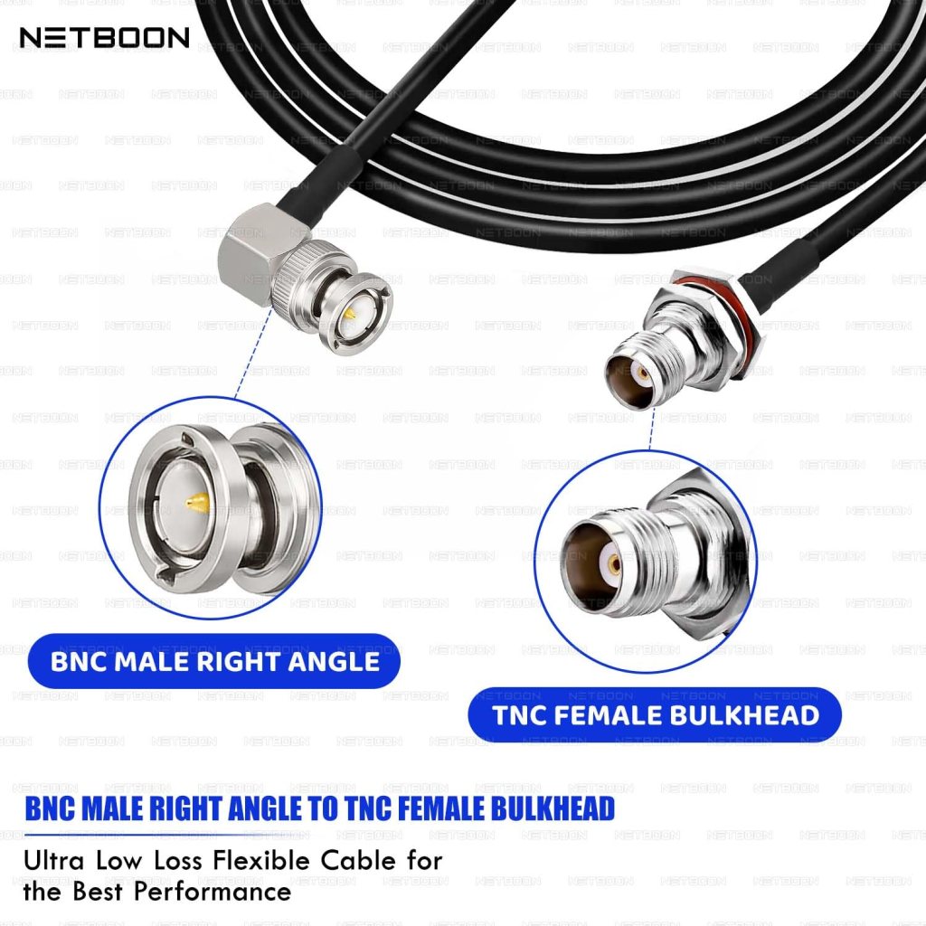 RG174 RF Coaxial Cable with BNC Male Right Angle to TNC Female Bulkhead ...