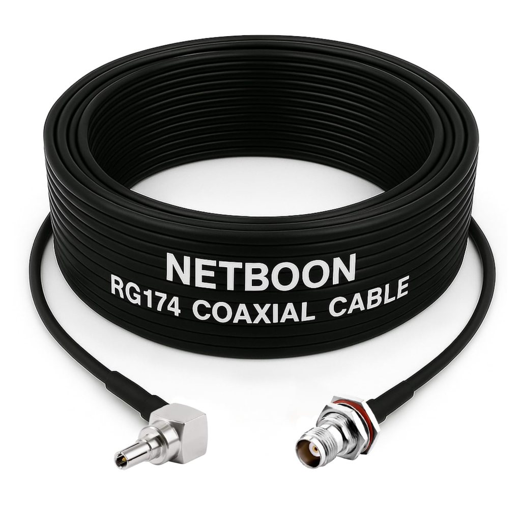 RG174 RF Low Loss Cable with CRC9 Right Angle to TNC Female Bulkhead ...