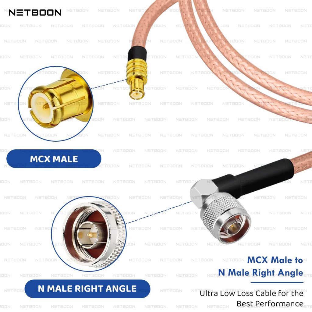 RG316 Coaxial Cable with MCX Male to N Male Right Angle Connector | Low ...