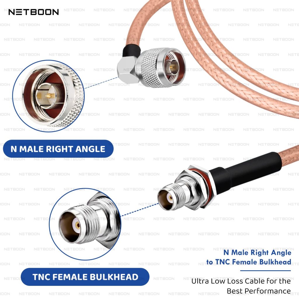 RG316 Coaxial Cable with N Male Right Angle to TNC Female Bulkhead ...